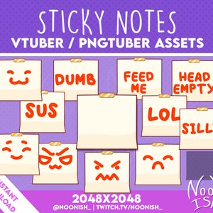 WHITE Vtuber / Pngtuber Sticky Note | Funny Stream Overlay/assets ...