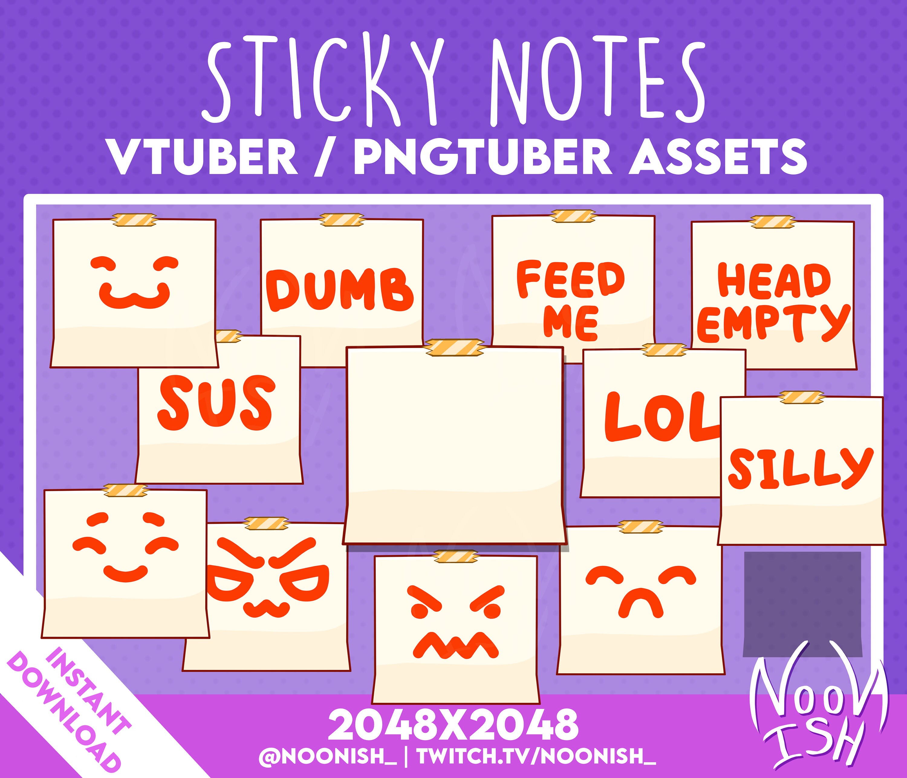 WHITE Vtuber / Pngtuber Sticky Note | Funny Stream Overlay/assets ...