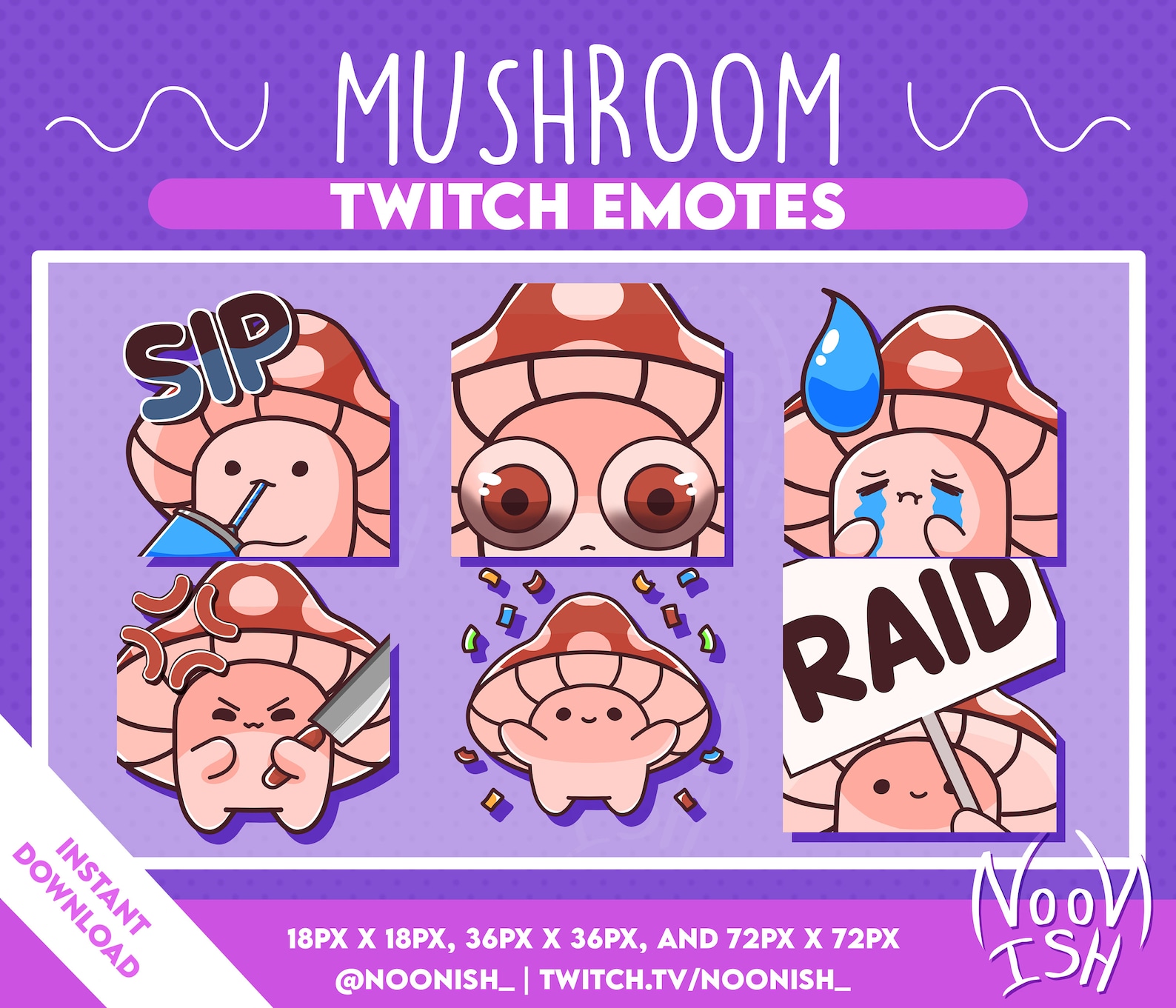 Chibi MUSHROOM Twitch Sub & Follow Emotes Streamer Emotes Twitch ...