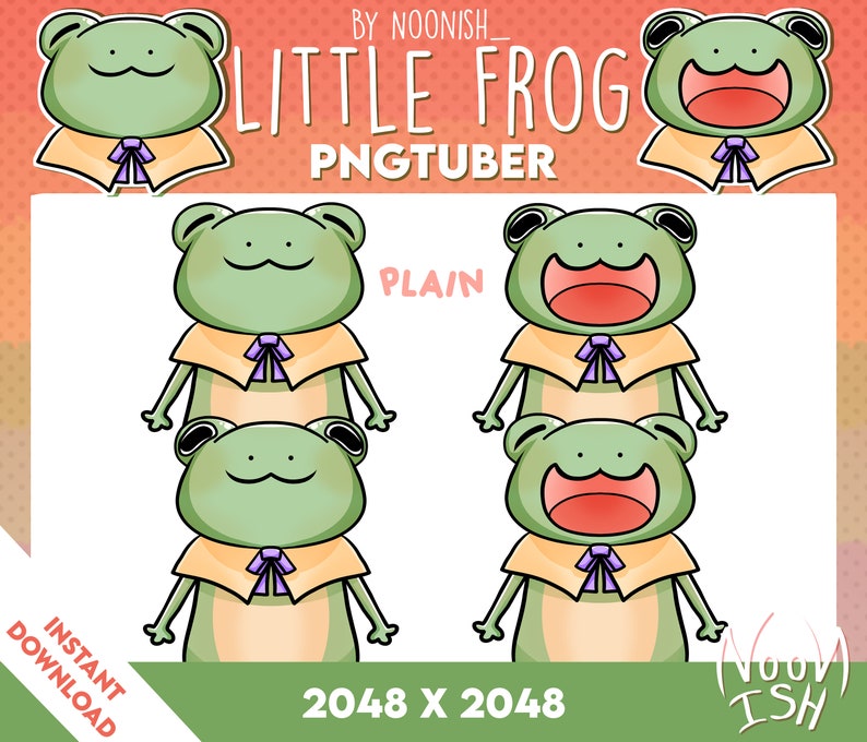 Premade Png-tuber Model Little Frog 6 Versions/outfits V-tuber, Vtuber, Livestreaming, Stream ...