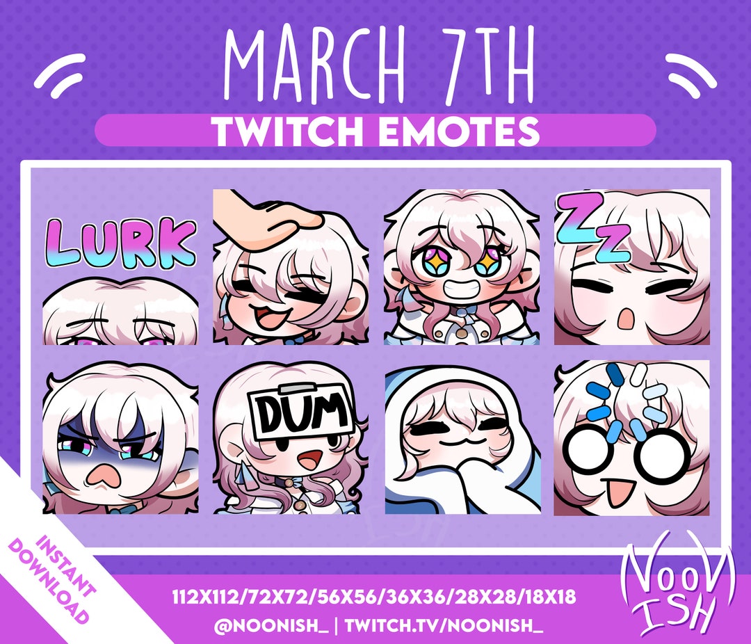 March 7th HONKAI STARRAIL INSPIRED Twitch Sub & Follow Emotes Streamer ...