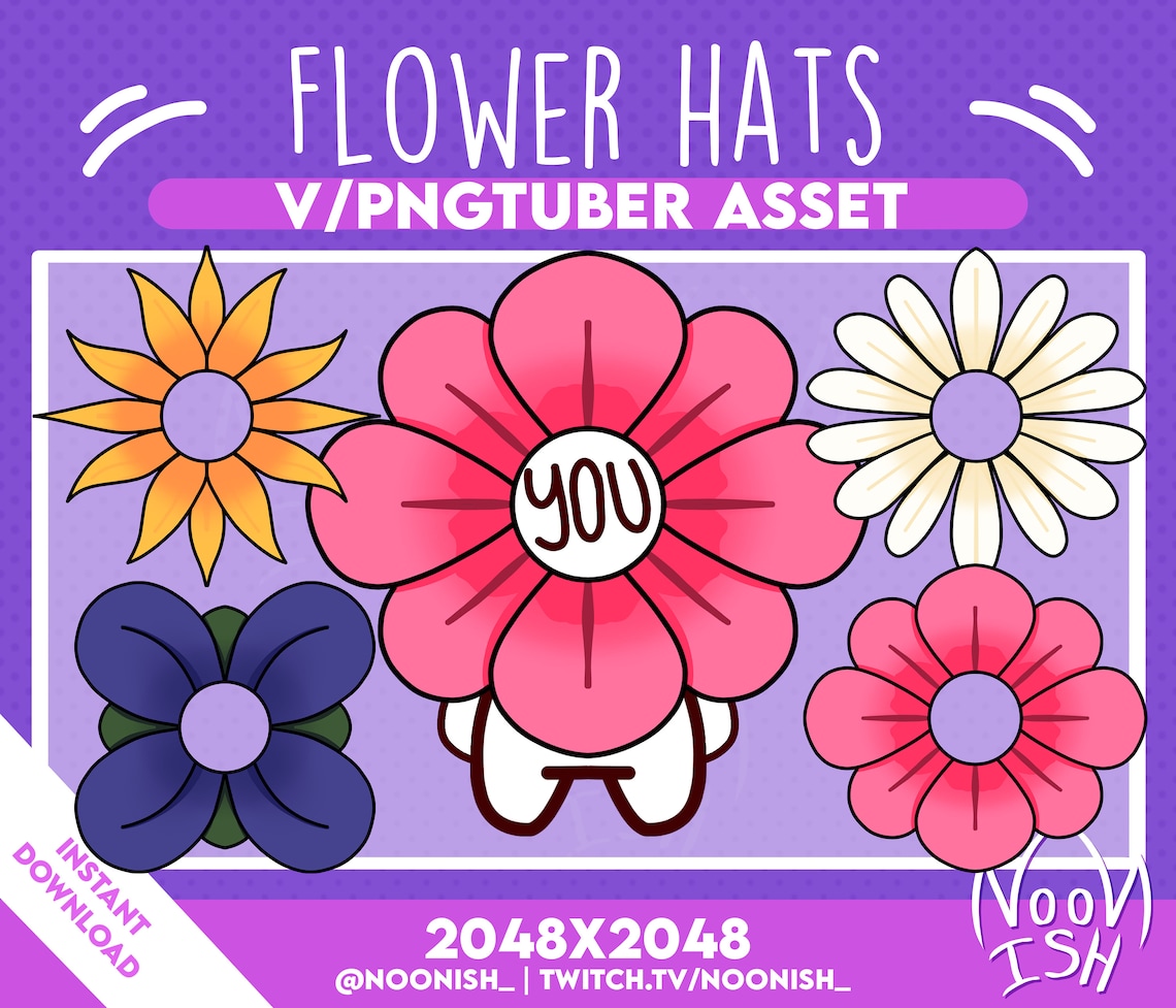 Vtuber PNG Tuber Asset FLOWER HATS Veadotube Discord Twitch Channel ...
