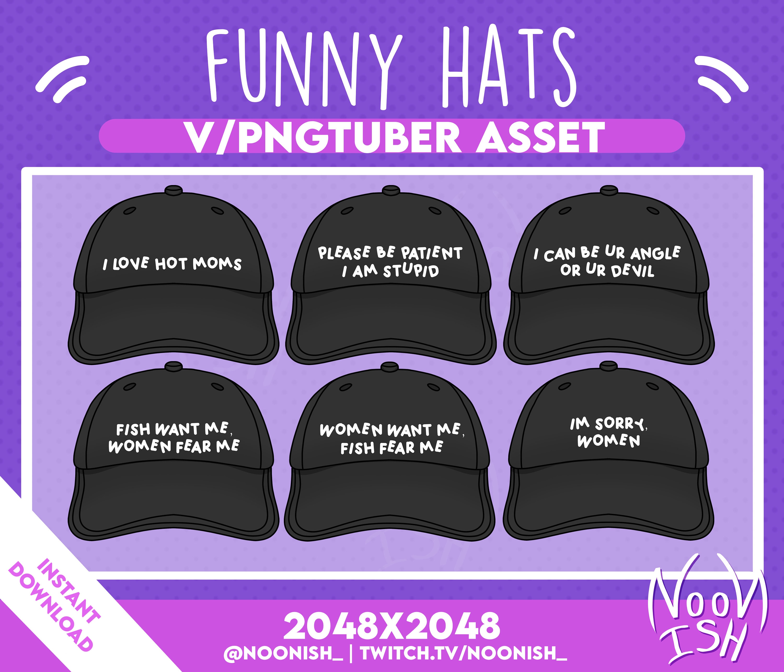 Vtuber PNG Tuber Asset FUNNY HATS Multiple Variations - Etsy UK