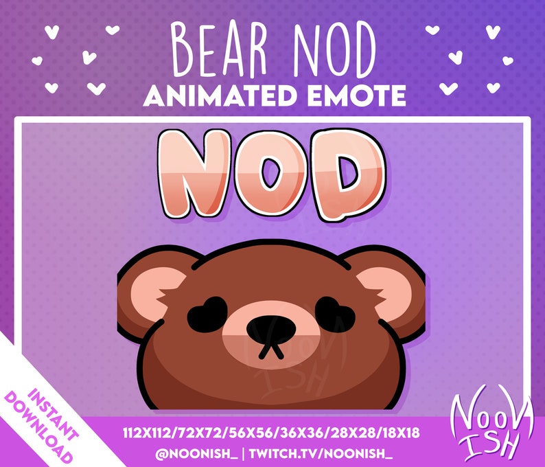 ANIMATED Nodding Bear Twitch and Discord Cute Bear Chibi Animated ...
