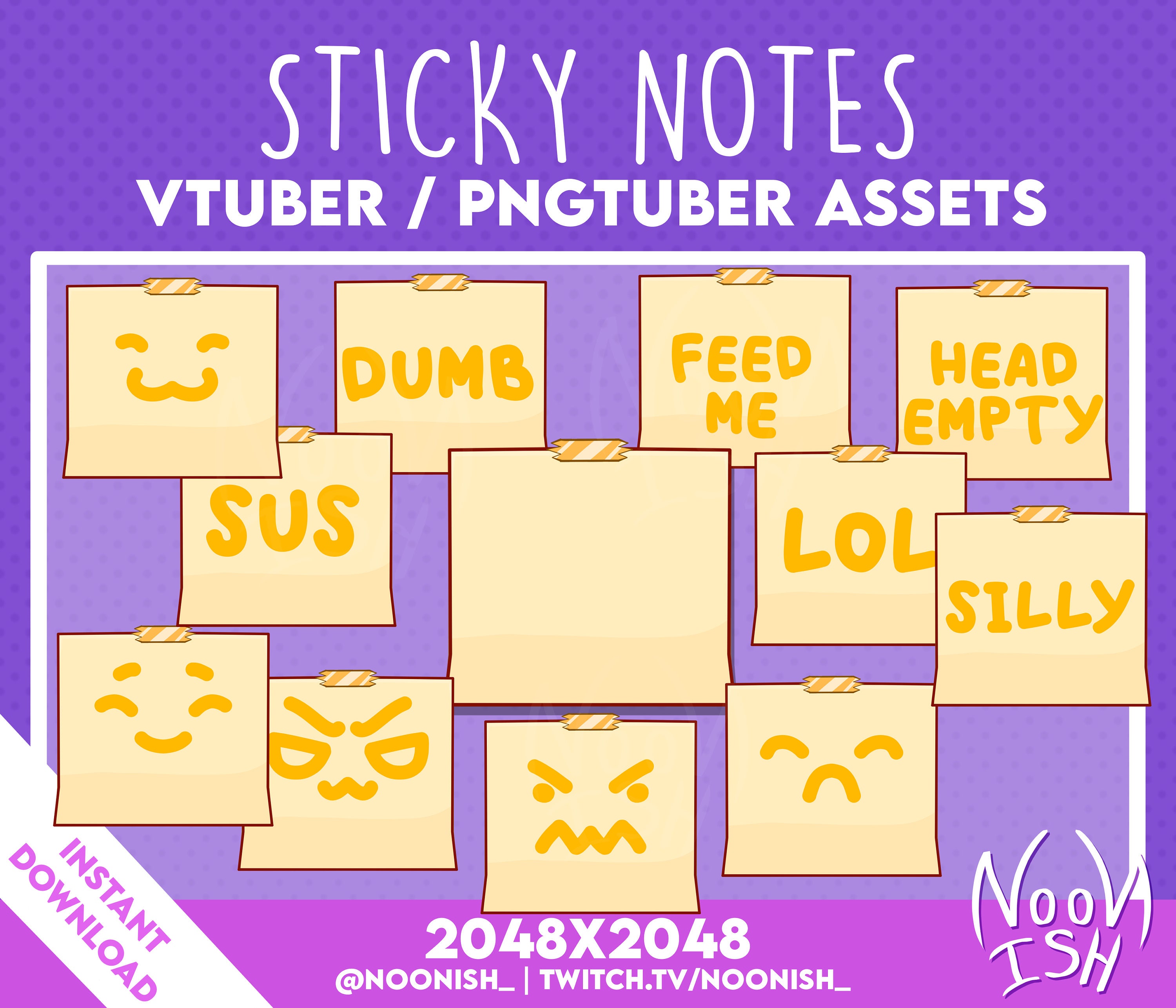 YELLOW Vtuber / Pngtuber Sticky Note Funny Stream - Etsy