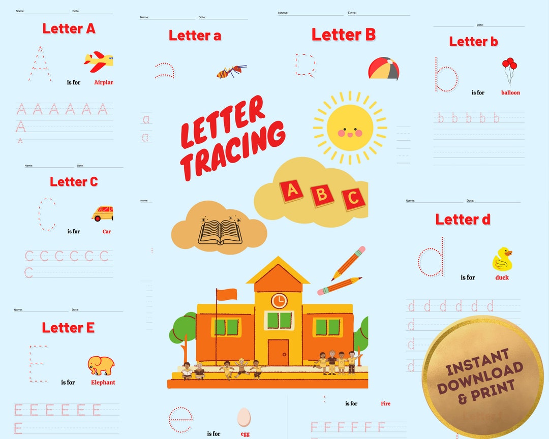 Preschool Handwriting Worksheets, ABC Letter Tracing, Alphabet Writing ...