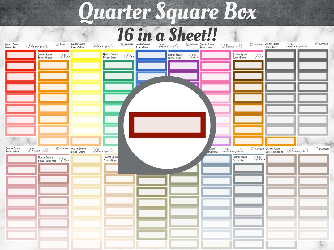Quarter Square Boxes for Planner Stickers Vertical Planner - Etsy