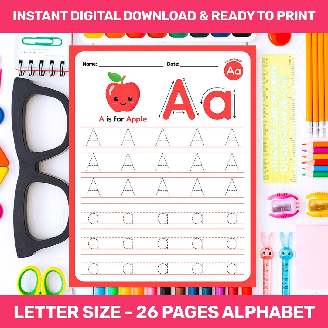 Alphabet Tracing Worksheets for Preschool and Kindergarten: Printable ...