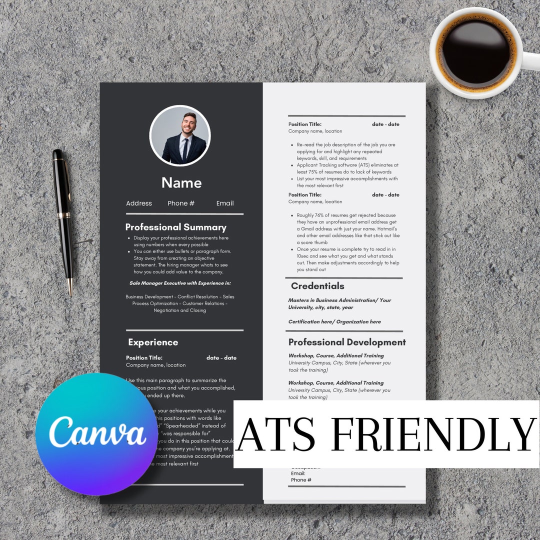 Ats-friendly Resume Template for Canva Professional Executive ...