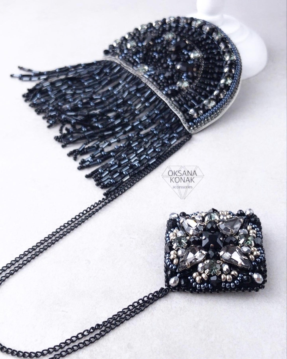 Exclusive Handmade Epaulettes, Black Epaulet Order. Embroidered Beaded ...