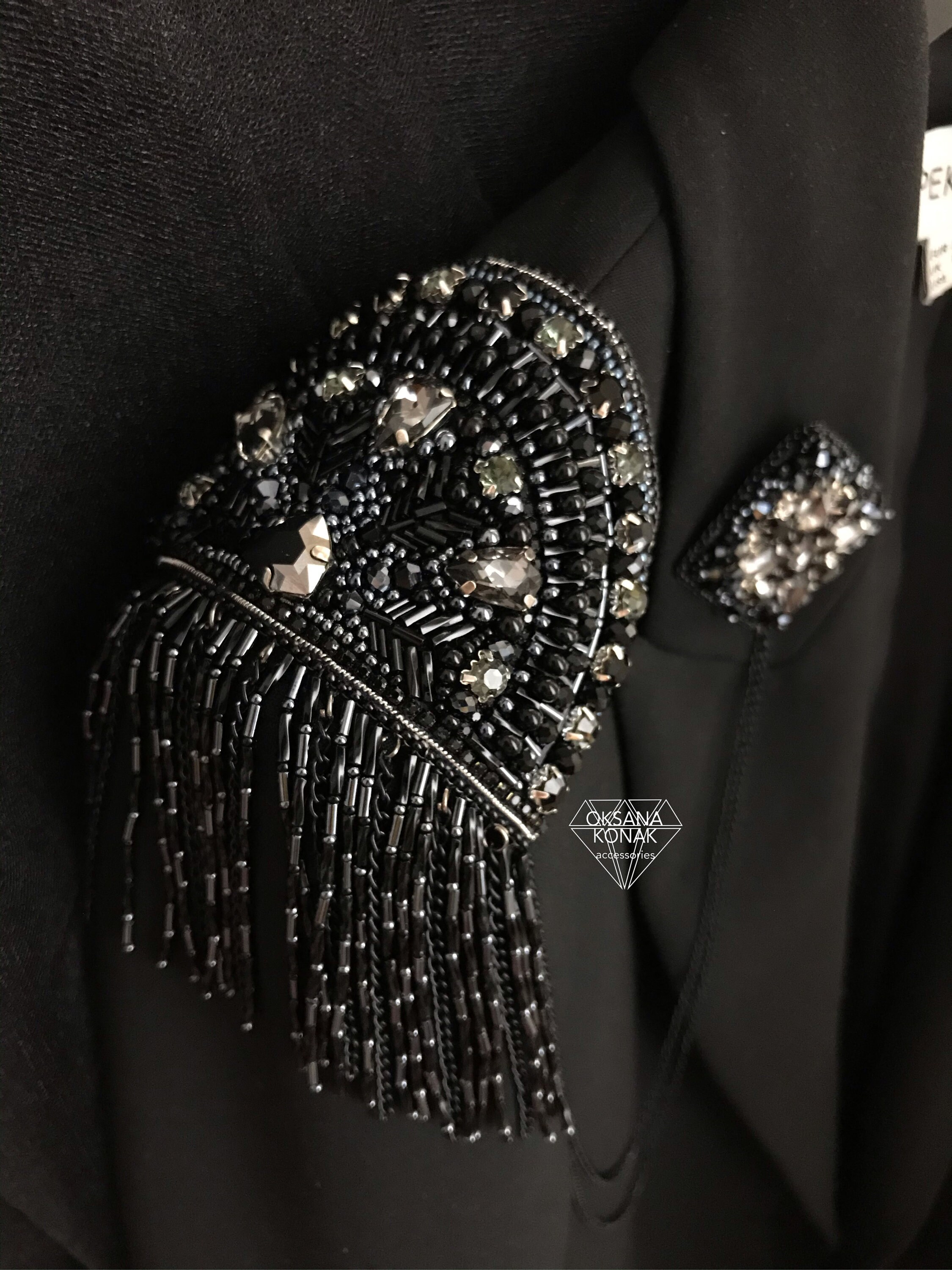 Exclusive Handmade Epaulettes, Black Epaulet Order. Embroidered Beaded ...
