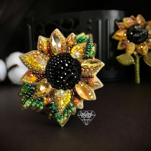 Sunflower Brooch - Etsy