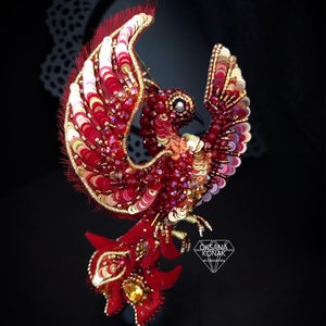 Exclusive Handmade Jewelry Red Bird Phoenix Luxury Brooch Elegant ...