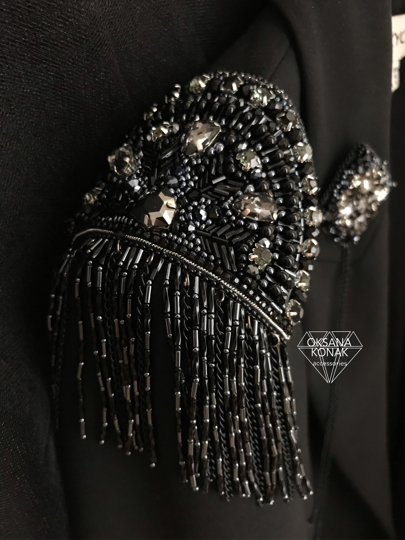 Exclusive Handmade Epaulettes, Black Epaulet Order. Embroidered Beaded ...