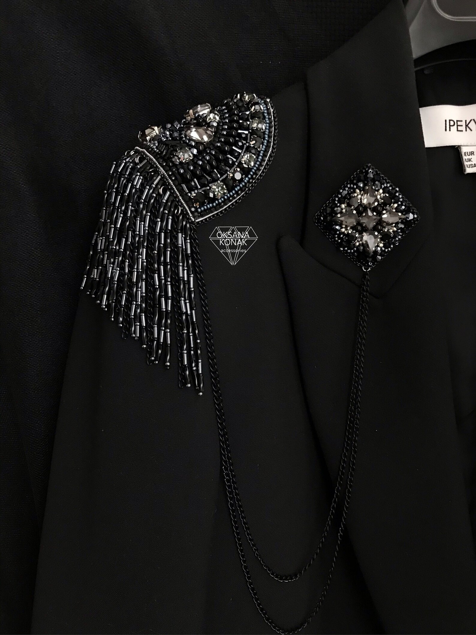 Exclusive Handmade Epaulettes, Black Epaulet Order. Embroidered Beaded ...