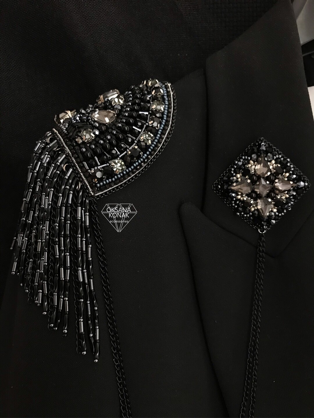 Exclusive Handmade Epaulettes, Black Epaulet Order. Embroidered Beaded ...