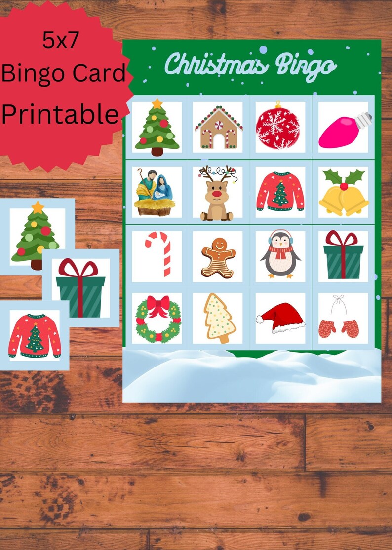 Christmas Printable 5x7 Bingo Cards - Etsy