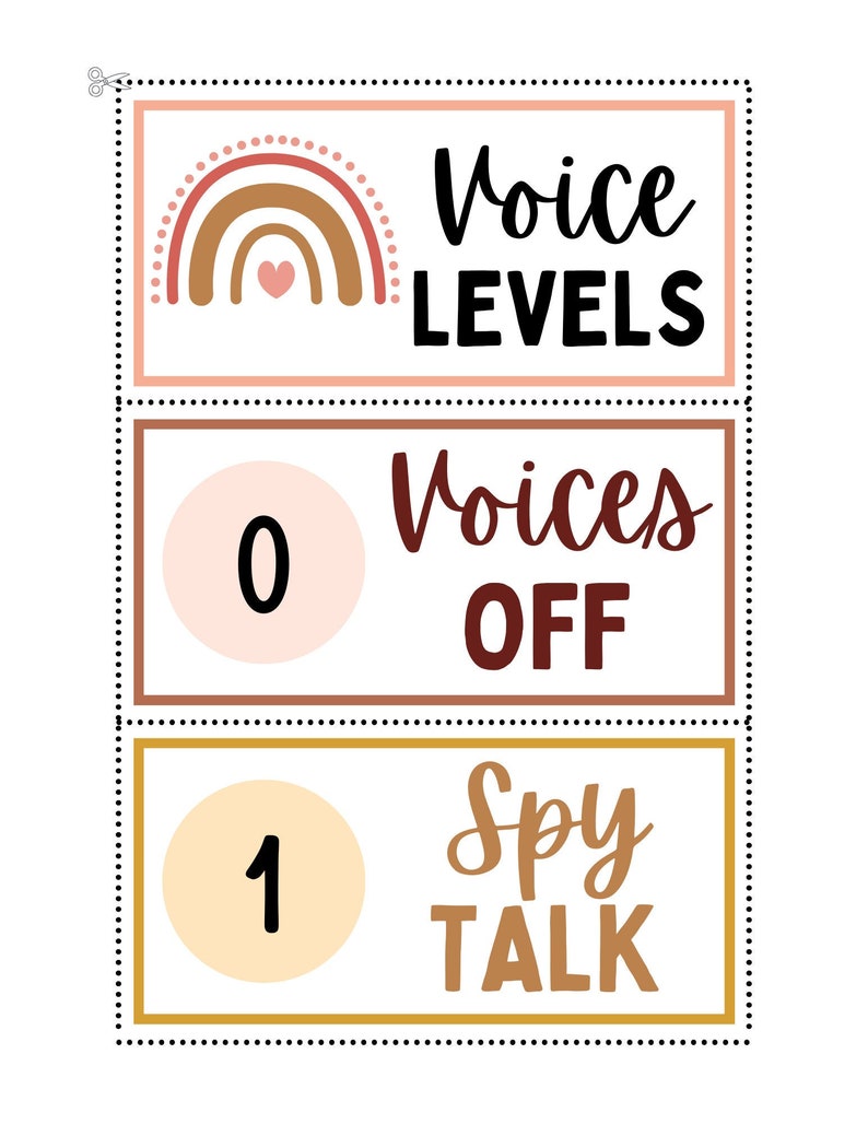 Boho Back to School Voice Levels Sign Decor - Etsy