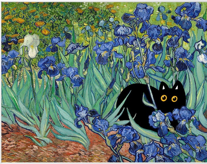 DIGITAL DOWNLOAD Vincent Van Gogh's Iris Cat Print, Van Gogh Cat Poster ...