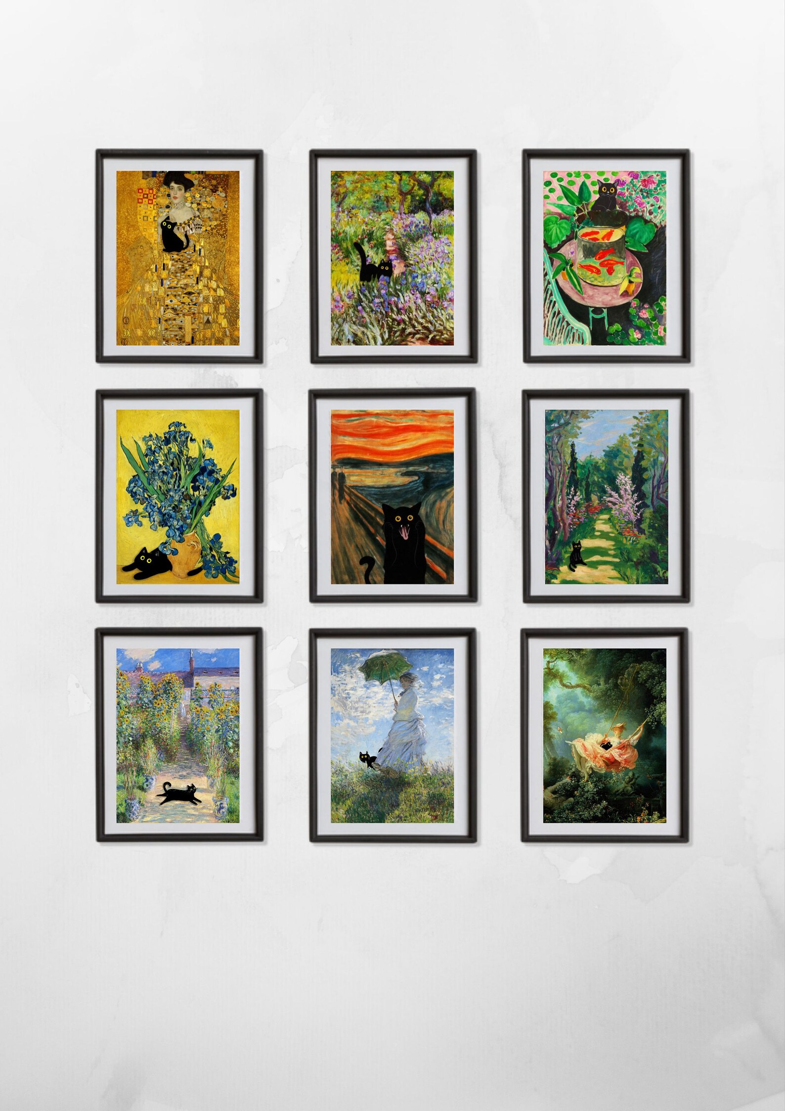 Klimt Adele Cat Art Print: Funny Black Cat Poster - Etsy