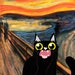 The Scream Cat Art Print: Funny Black Cat Portrait (digital Download ...
