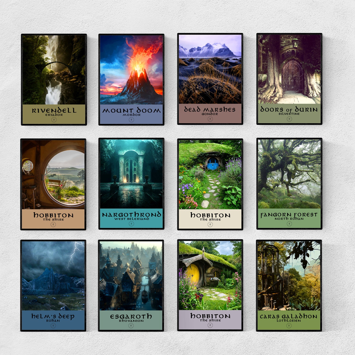 Set of Lord of the Rings Location Posters. LOTR Art Print. - Etsy UK