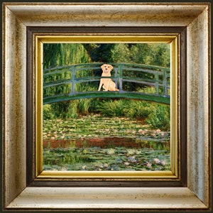 DIGITAL DOWNLOAD Golden Retriever Labrador Monet Bridge Art Print ...