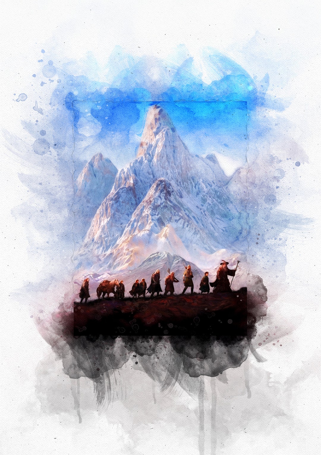 Lord of the Rings Fellowship Art Travel Poster, the Fellowship of the ...