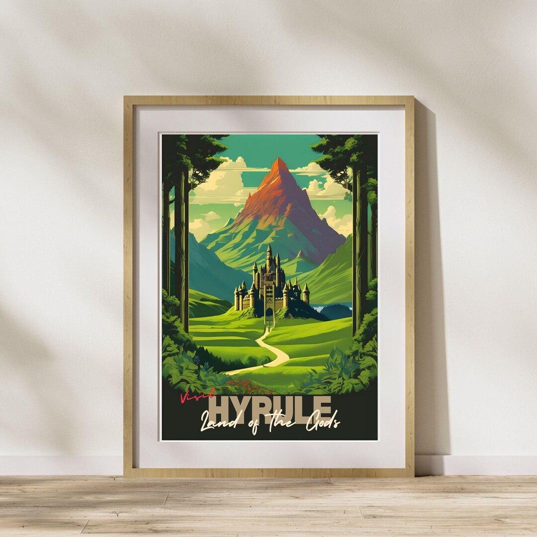 Vintage Hyrule Travel Poster | Retro Adventure Art Print | Legend of ...