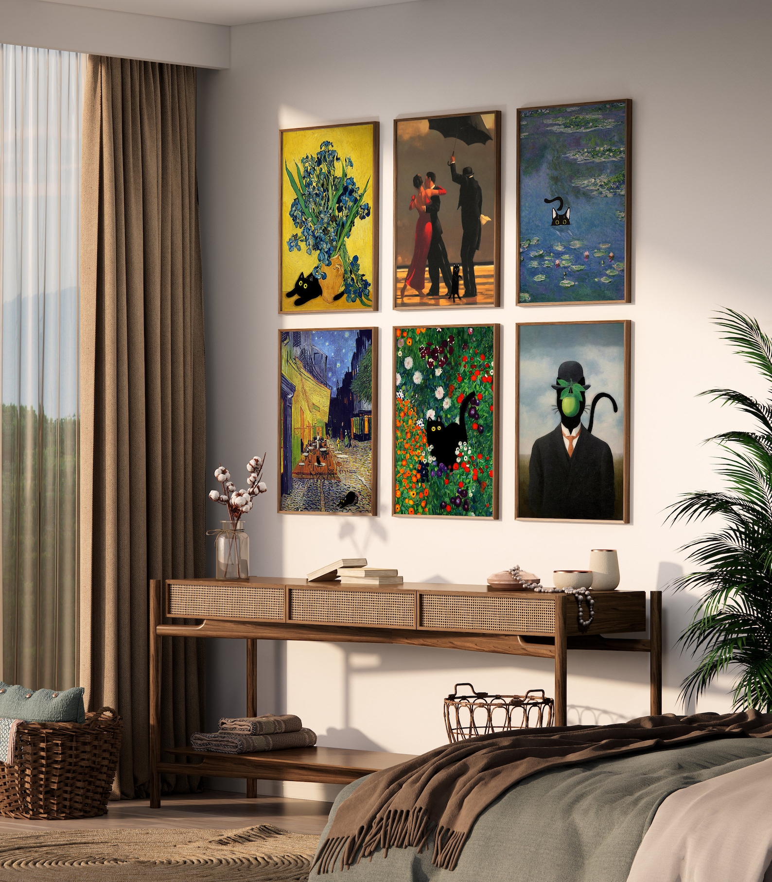 Dali Cat Art Print: Persistence of Memory, Surrealist Black Cat Poster ...