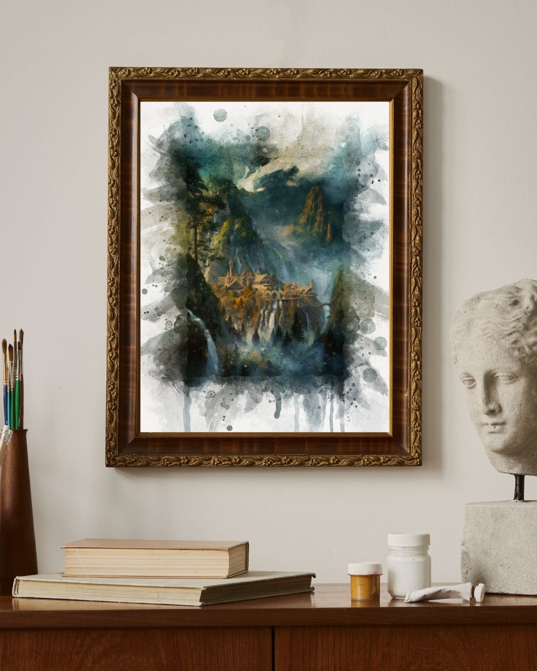 Rivendell Elvish Kingdom Watercolour Art Print. Lotr Wall Art, Middle ...