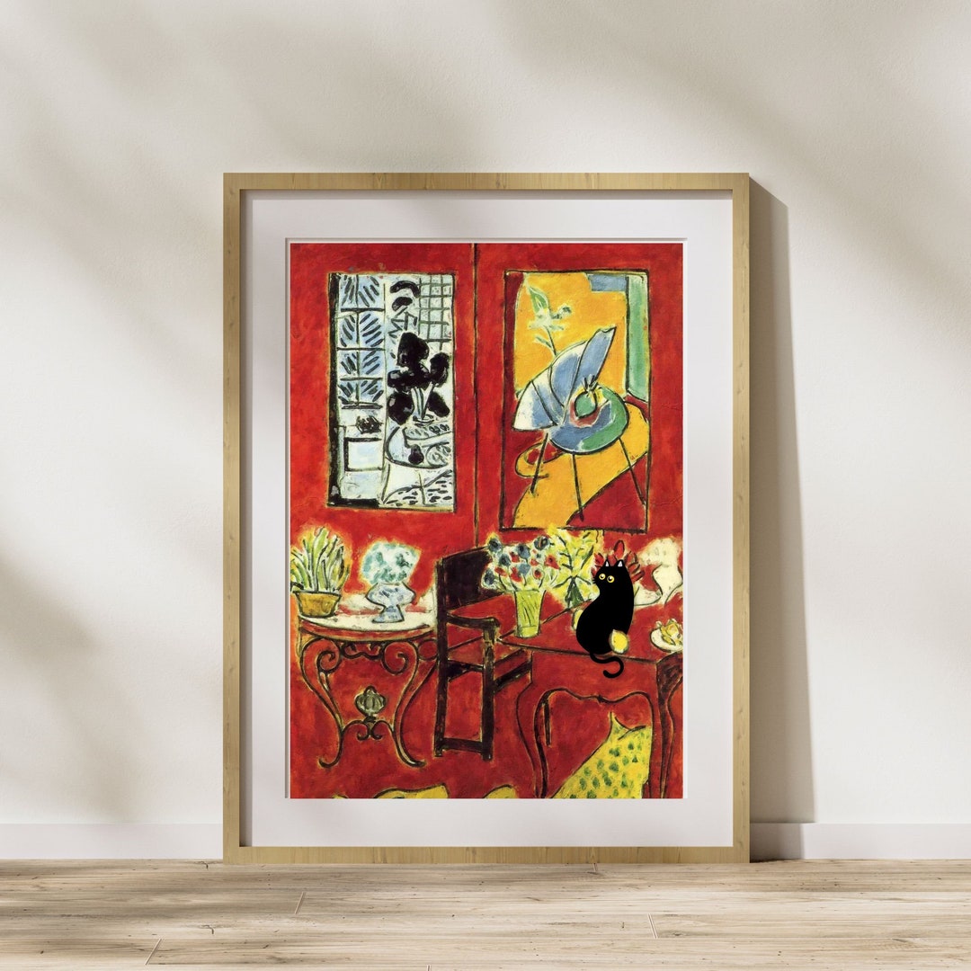 Henri Matisse Cat Print, Matisse Large Red Interior Cat Poster, Black ...