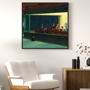 Edward Hopper Nighthawks With Cats Print: Funny Black Cat Art (digital ...