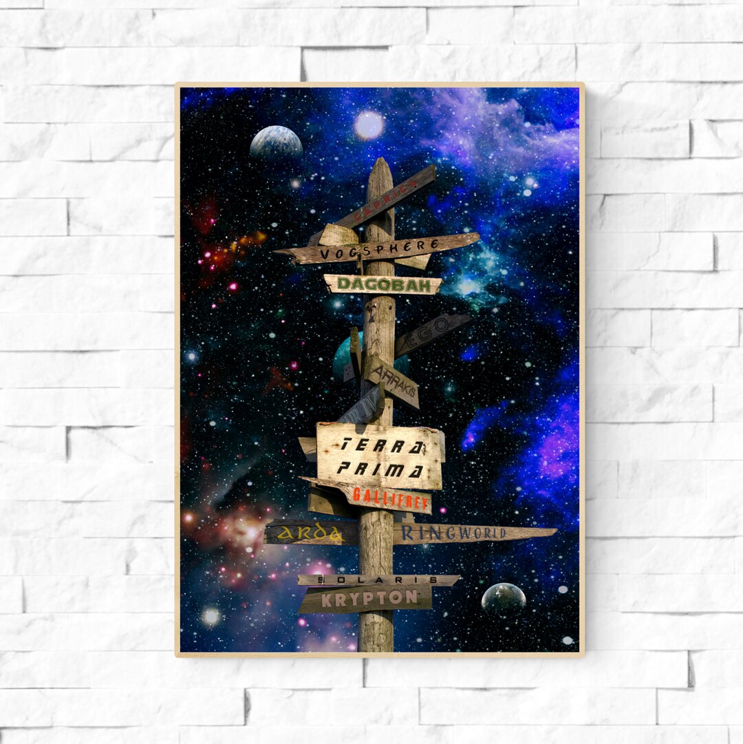 Fictional Planet Signpost. Science Fiction Destination Poster. Space ...