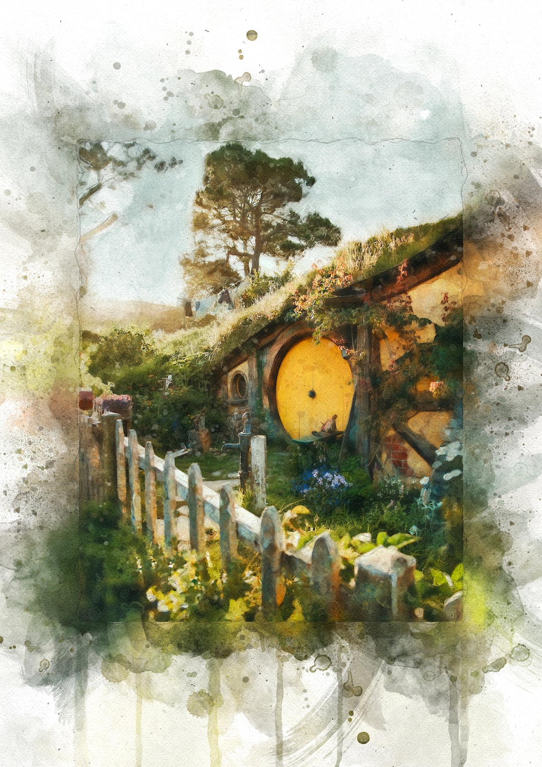 Hobbiton Art Print. the Shire Poster. the Fellowship of the Ring ...