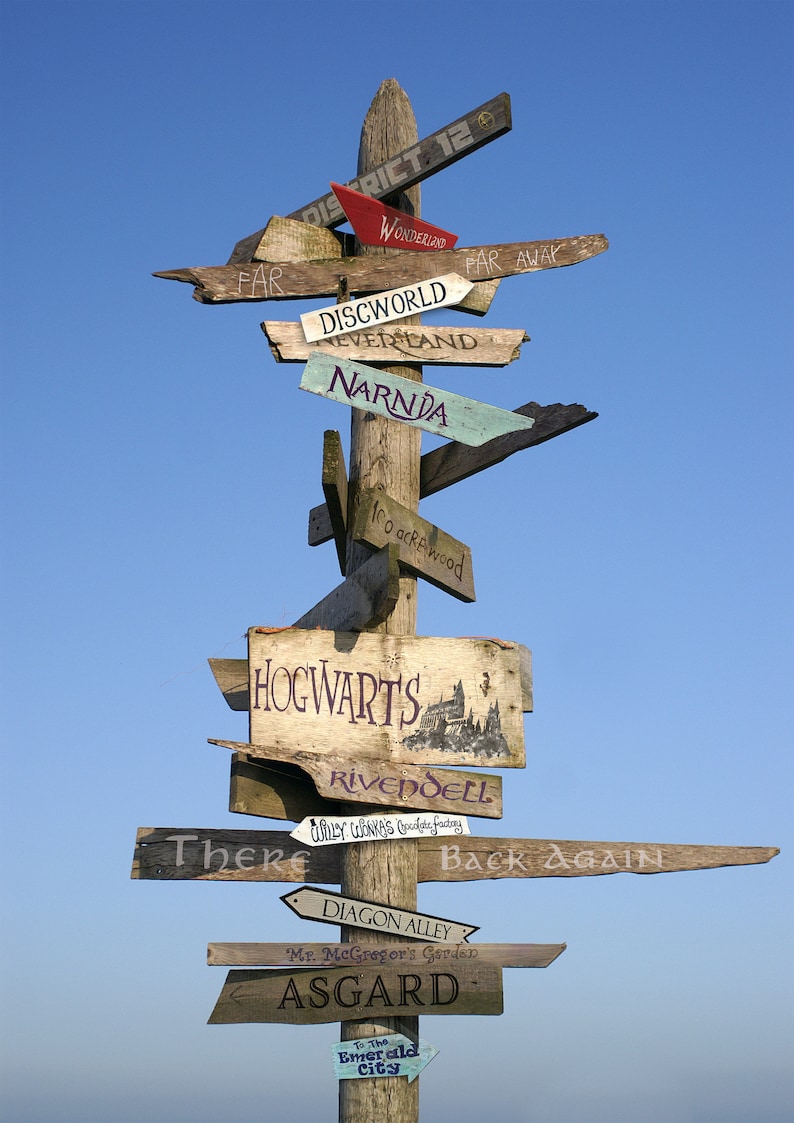 Fantasy Sign Post. Nursery Wall Art, Children's Literature Decor ...