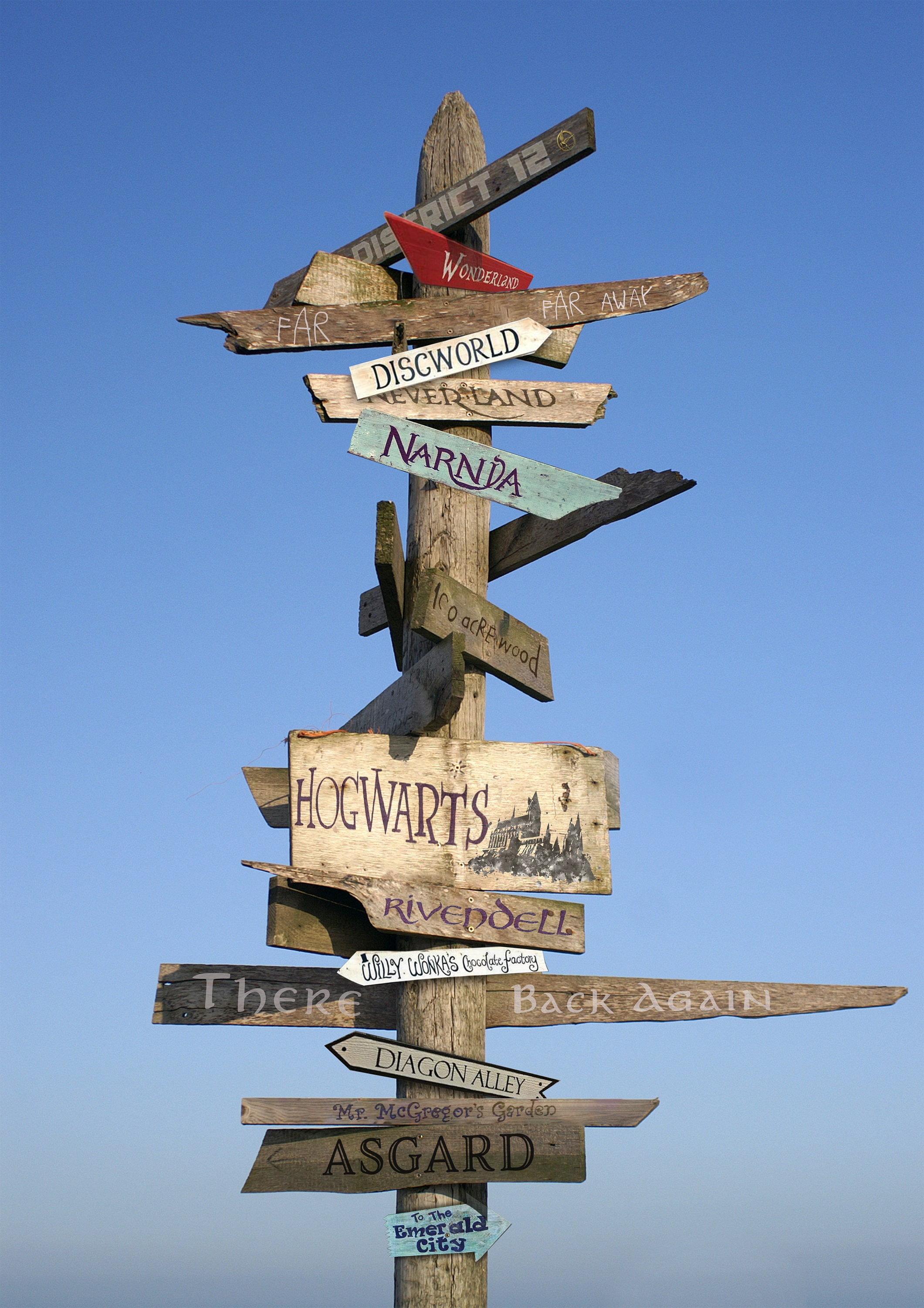 Fantasy Sign Post. Nursery Wall Art, Children's Literature Decor ...