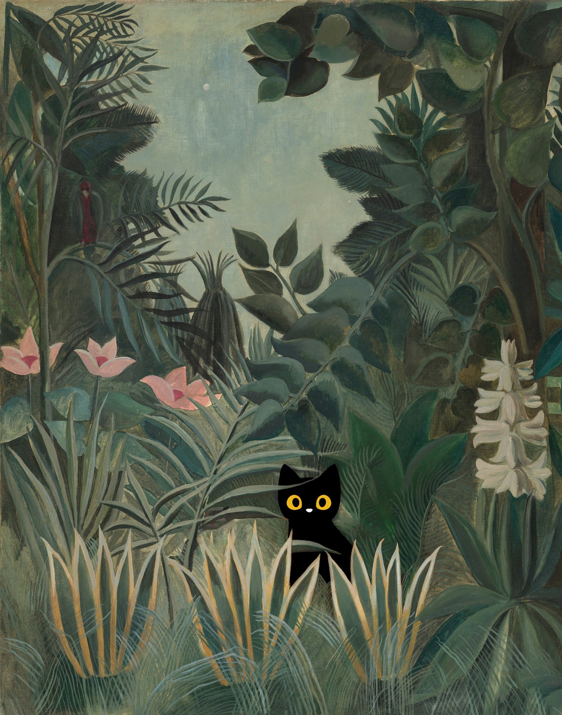 Henri Rousseau Jungle Cat Print: Funny Black Cat Art (digital Download ...