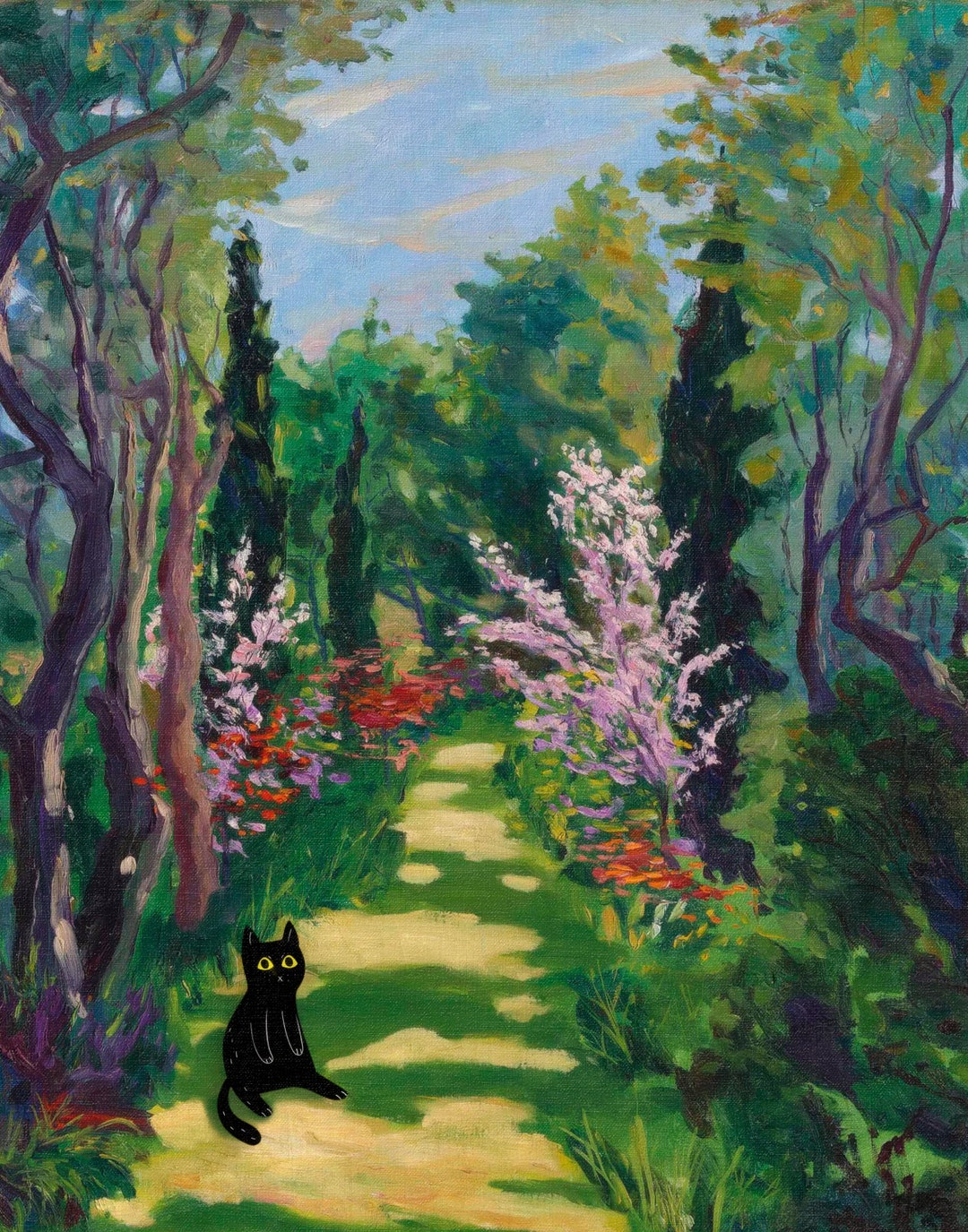 DIGITAL DOWNLOAD Sir Winston Churchill Garden Scene Cat Print Cat ...