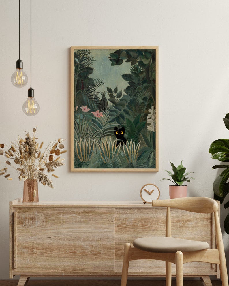 Henri Rousseau Jungle Cat Print: Funny Black Cat Art (digital Download ...
