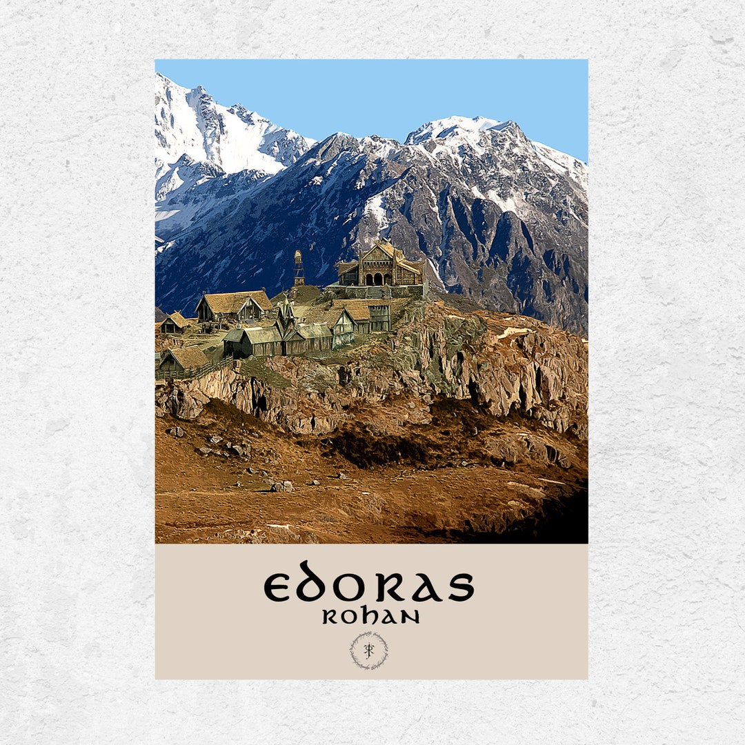 Edoras Poster. Middle-earth Travel Poster. LORT Art Print. Rohan Golden ...