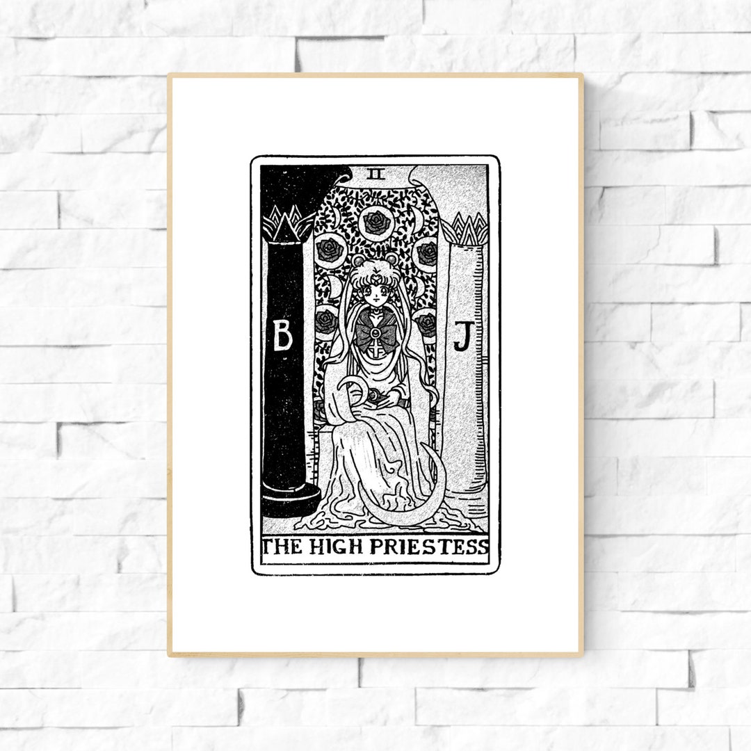 Sailor Moon High Priestess Tarot Card Poster. Tarot Wall Art, Celestial ...