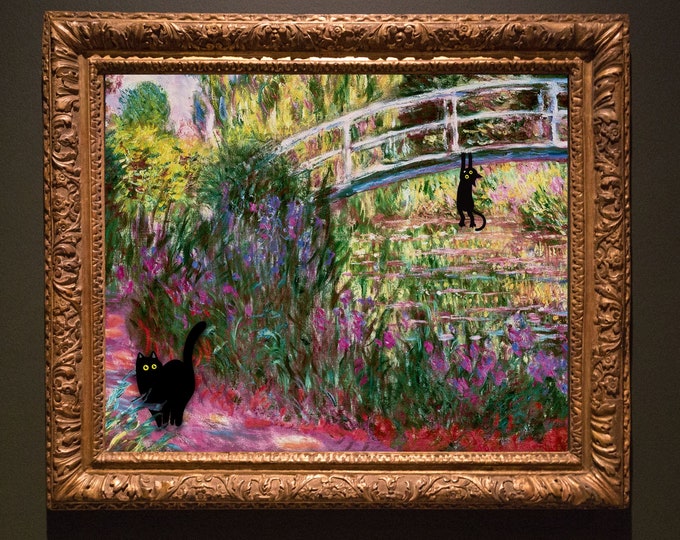 Monet Bridge Over a Pond of Water Lilies 2 Cat Print, Claude Monet Cat ...