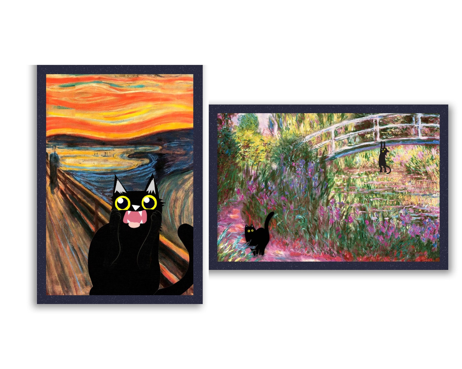 The Scream Cat Art Print: Funny Black Cat Portrait (digital Download ...