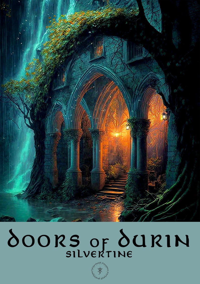 Doors of Durin at Night Elven Entrance to Khazad-dûm LOTR Fan - Etsy UK