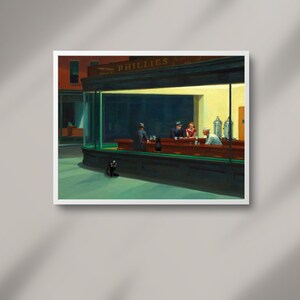 Edward Hopper Nighthawks With Cats Print: Funny Black Cat Art (digital ...