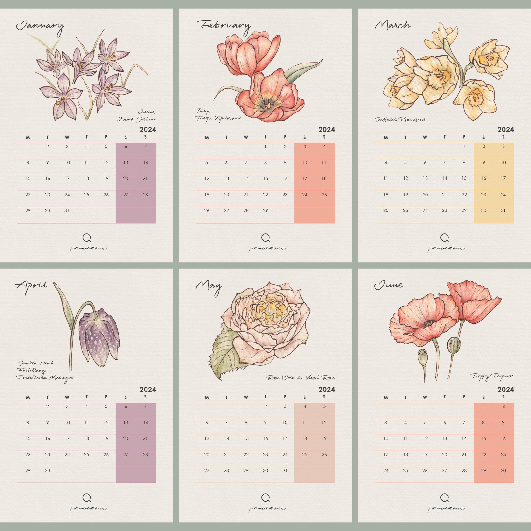 Custom Desk Calendar With Botanical Fine Art Cards Optional - Etsy