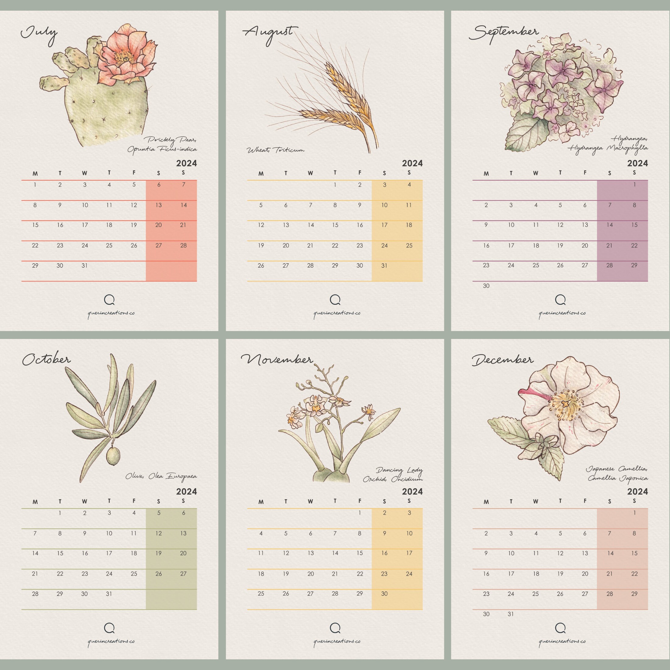 Custom Desk Calendar With Botanical Fine Art Cards Optional - Etsy