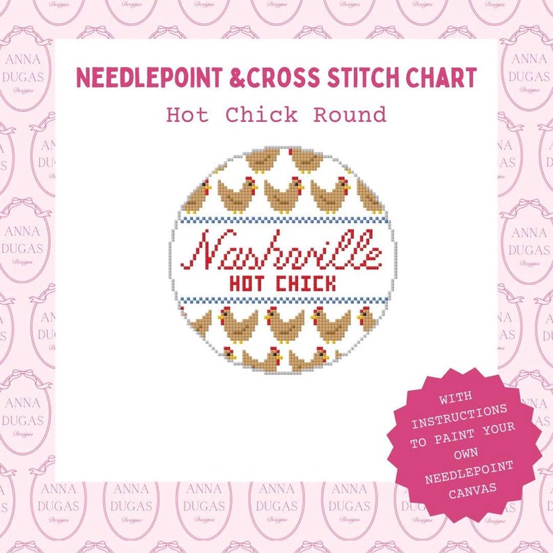 Nashville Hot Chick Needlepoint Chart With Painting Guide (digital ...