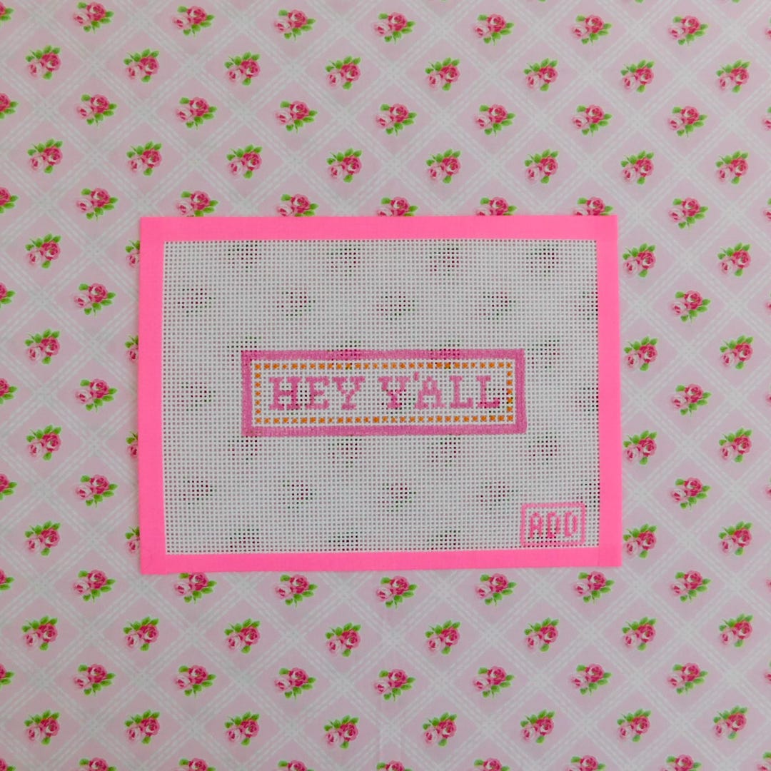 Mini Hey Y’all Handpainted Needlepoint Canvas, Beginner Project - Etsy